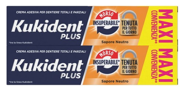 Kukident Plus - Bipacco Morso Insuperabile Crema Adesiva per Dentiere ...
