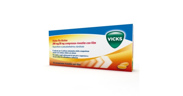 Vicks Flu Action 200 Mg/30 Mg Compresse Rivestite Con Film 12 Compresse ...