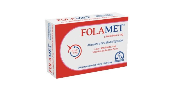 A.b.pharm Folamet Integratore Alimentare 30 Compresse Rivestite 500 Mg ...